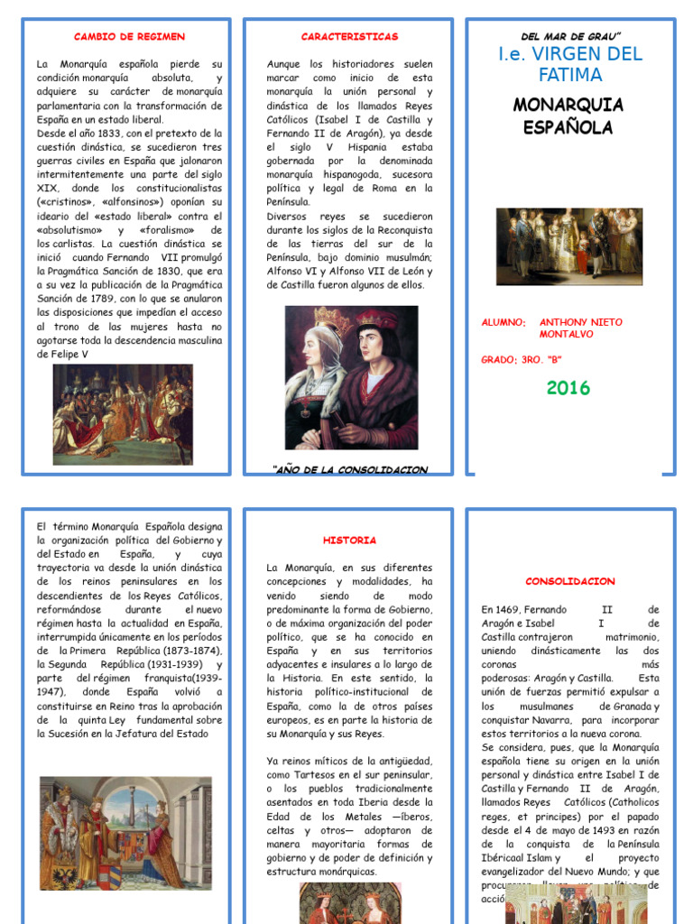 Triptico Monarquia Espanola | PDF | España | Política de españa