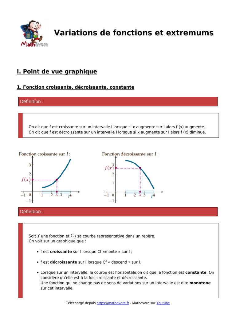 Variations et Extremums des Fonctions | PDF | Fonction (Mathématiques ...