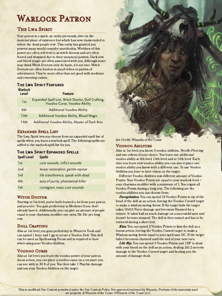 Voodoo Patron - GM Binder | PDF | Superstitions | Mythological Powers