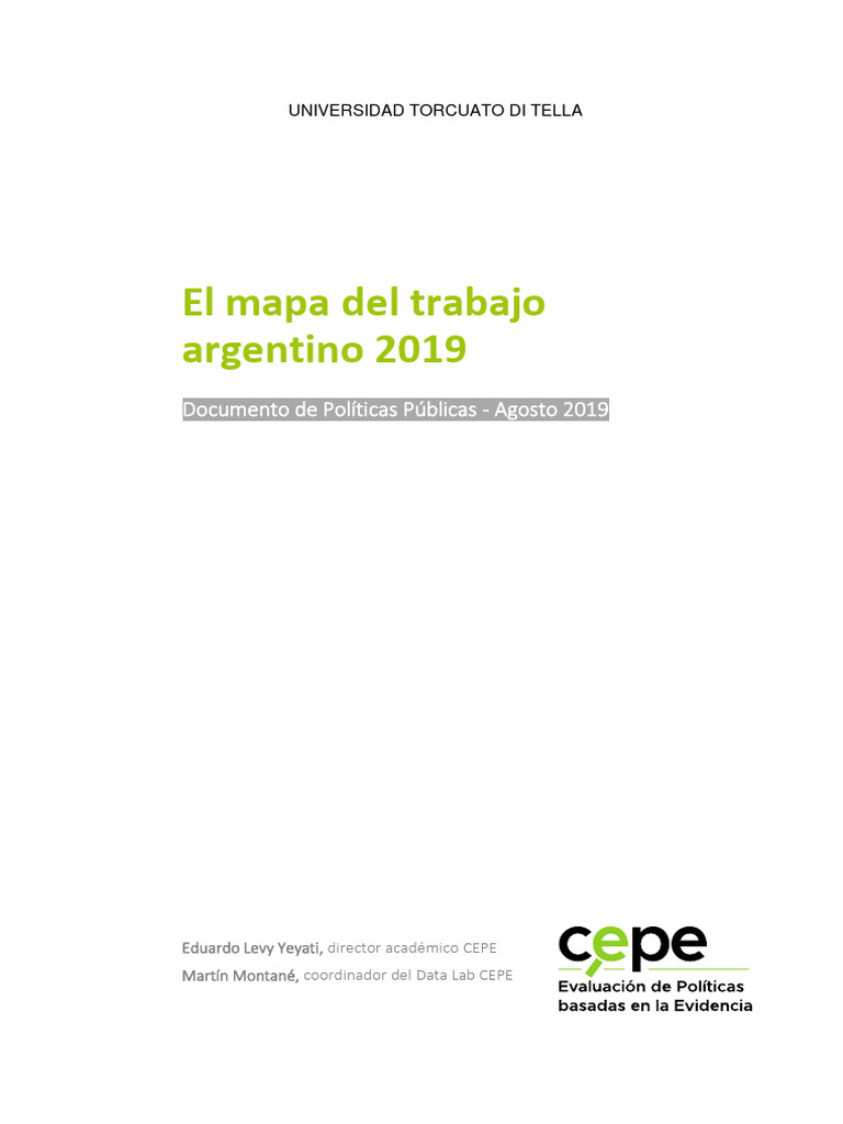 Levy Yeyati y Montané (2019) - Mapa Del Trabajo Argentino | PDF ...