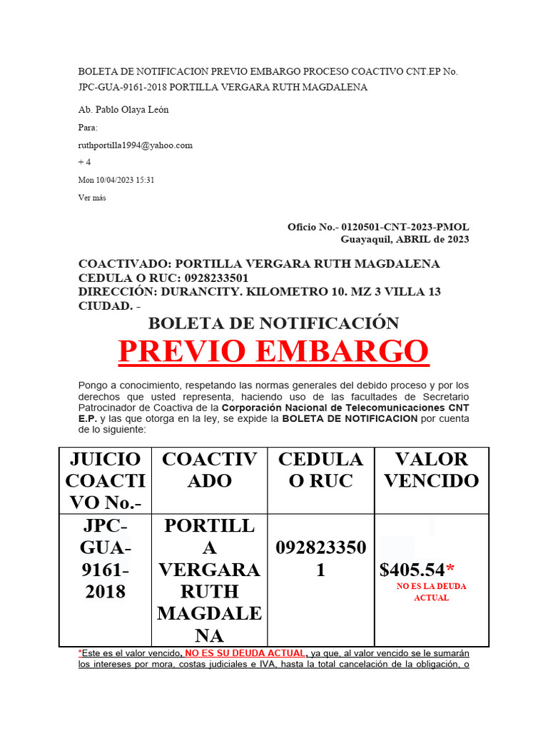 Previo Embargo | PDF | Pagos