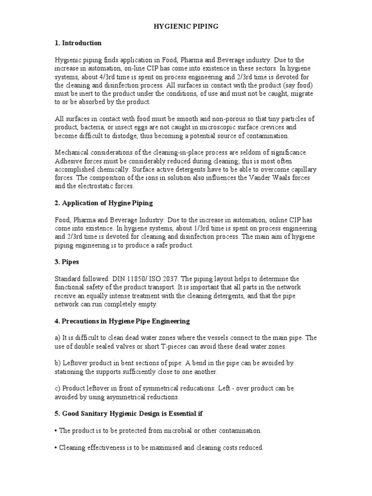 Hygienic Piping Design | PDF | Pump | Hygiene