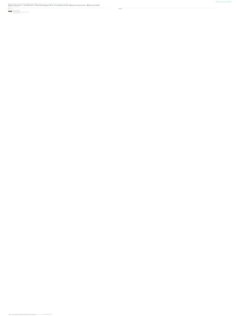 The Direct-Indirect Technique For Composite Restorations Revisited ...