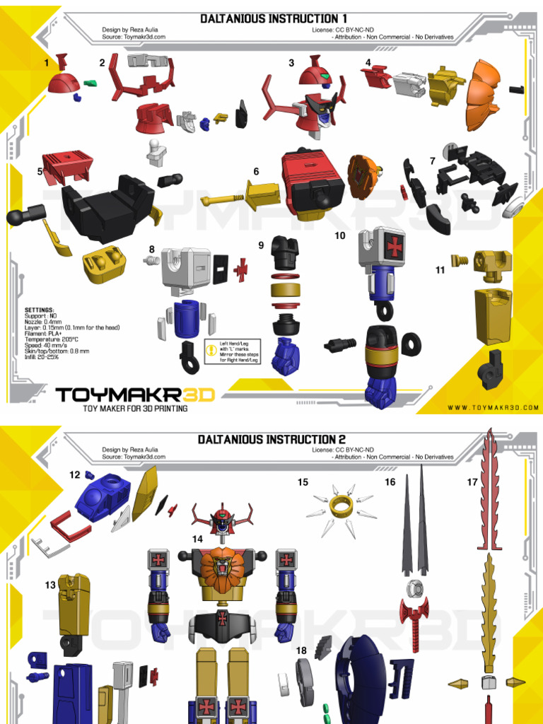 Toymakr3d Daltanious Instruction | PDF