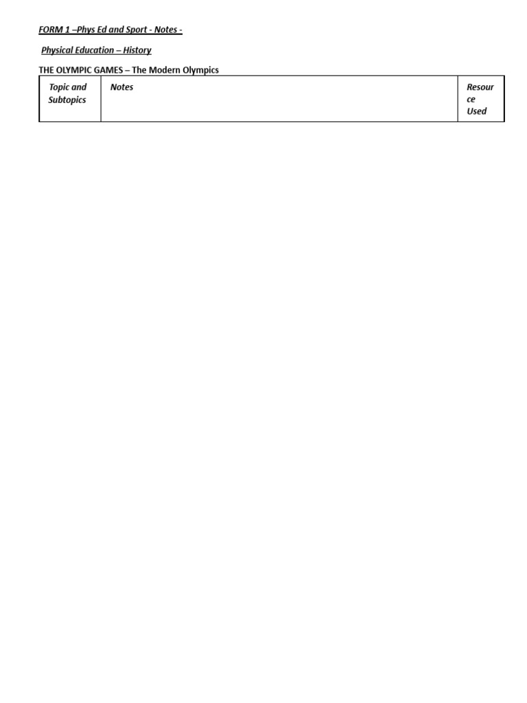 4 - Form 1 - History of The Olympic Games | PDF | Olympic Games ...