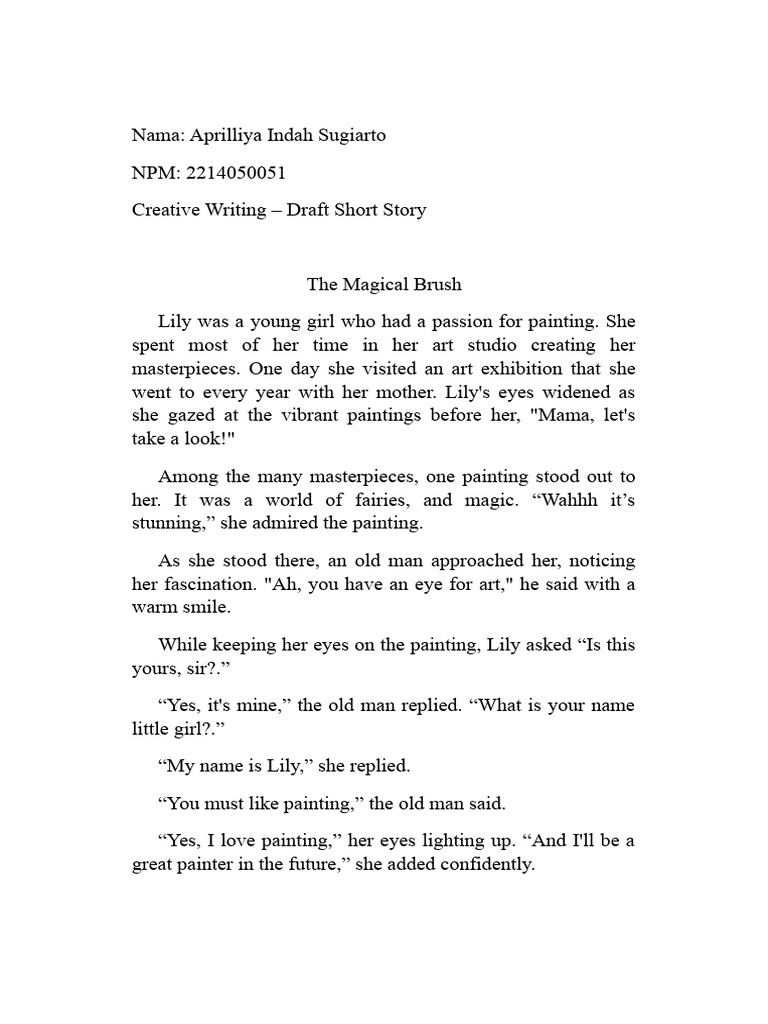 10 - Aprilliya Indah S - 2214050051 - Draft Short Storyy | PDF | Poetry ...