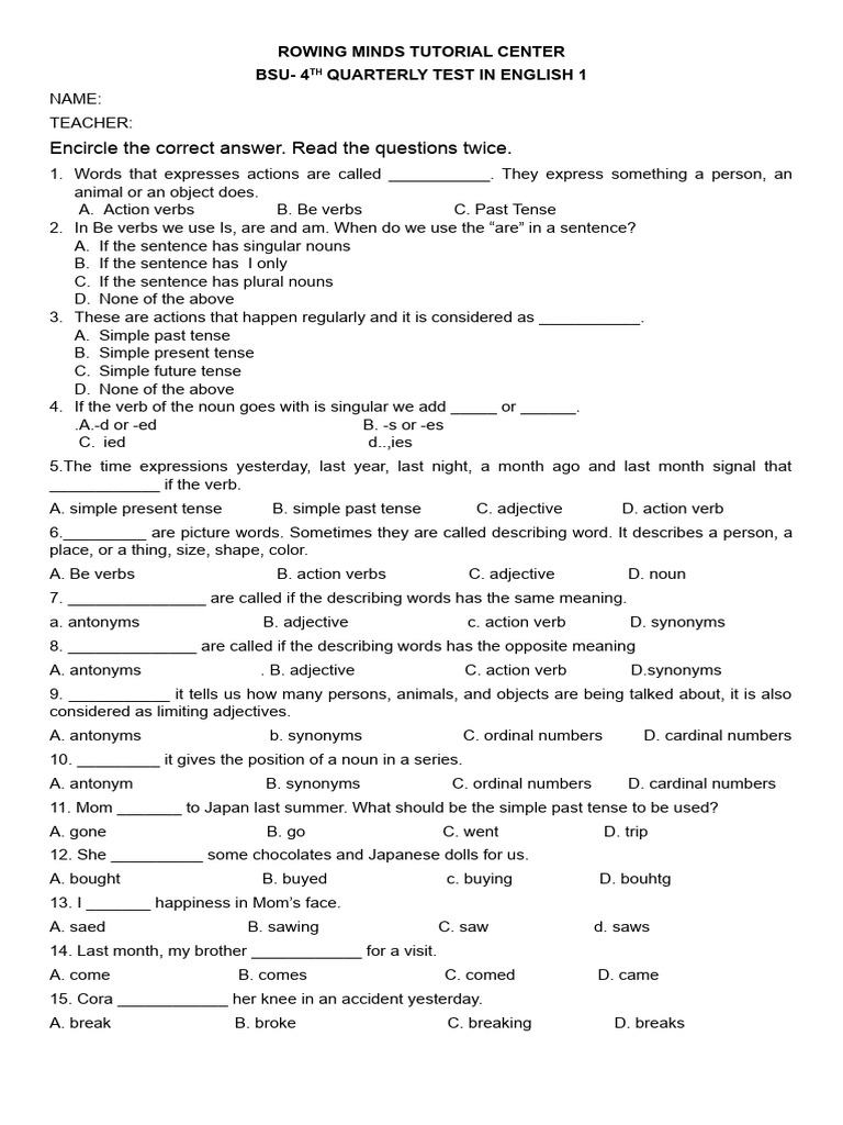Gavin - English Exam Done | PDF | Verb | Grammatical Tense