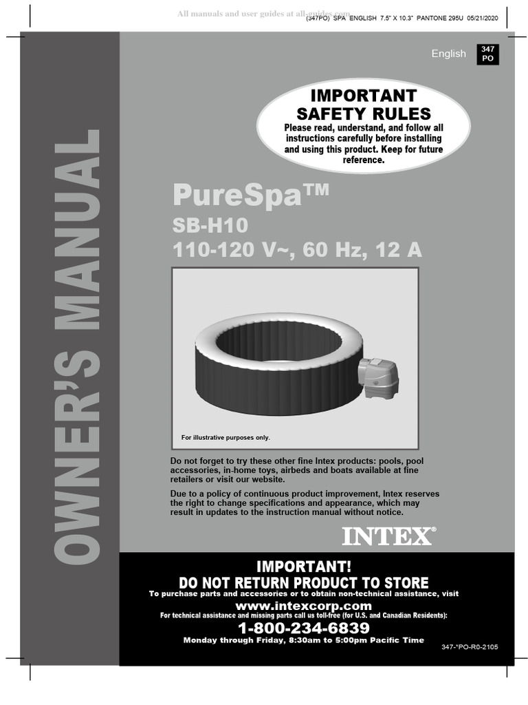 Intex Purespa - sbh10 User Manual | PDF | Hyperthermia | Pregnancy