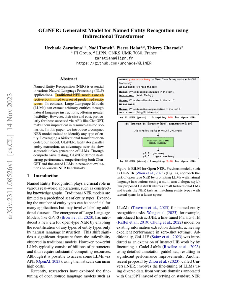 GLiNER - Generalist Model for NER | PDF | Artificial Intelligence | Intelligence (AI) & Semantics