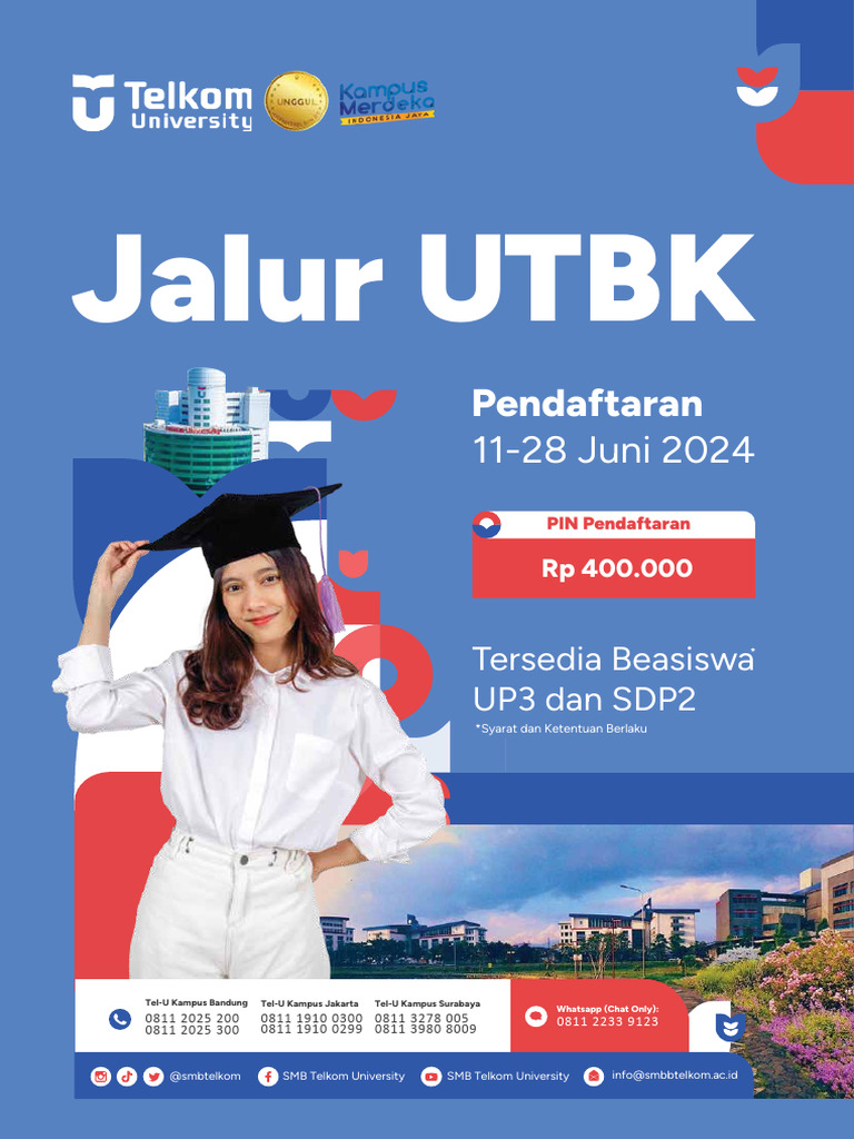Brosur Jalur UTBK Telkom University 2024 - Updated | PDF