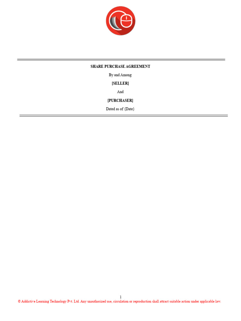 Template - US-law Compliant Share Purchase Agreement | PDF | Indemnity | Arbitration