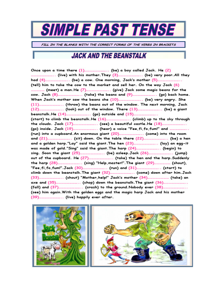simple past tense jack and the beanstalk | PDF