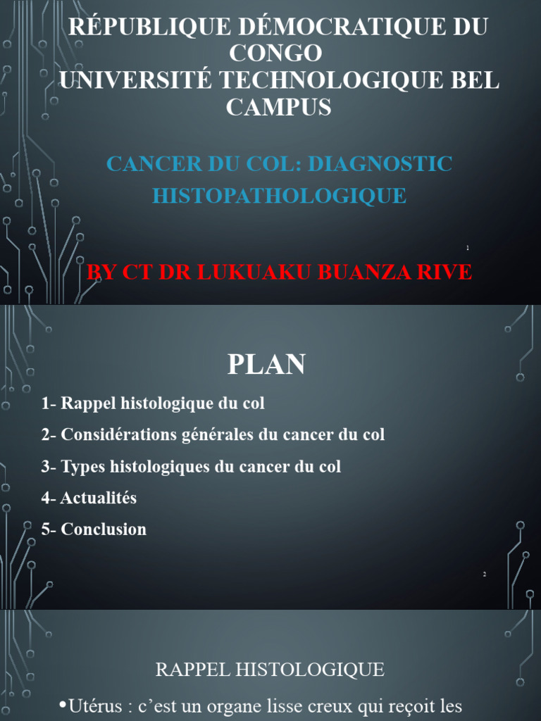 Presentation DR Rive | PDF | Cancer du col utérin | Médecine clinique