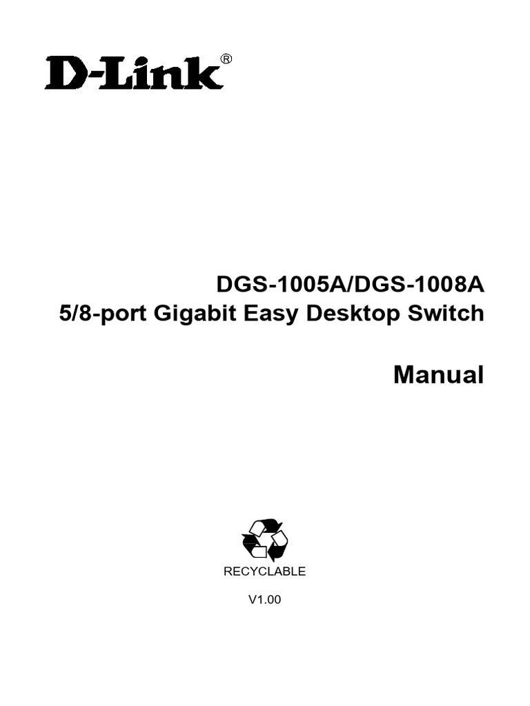 DGS-1005A - 1008A - F1 - Manual - v1.00 (WW) | PDF | Ethernet | Network Switch