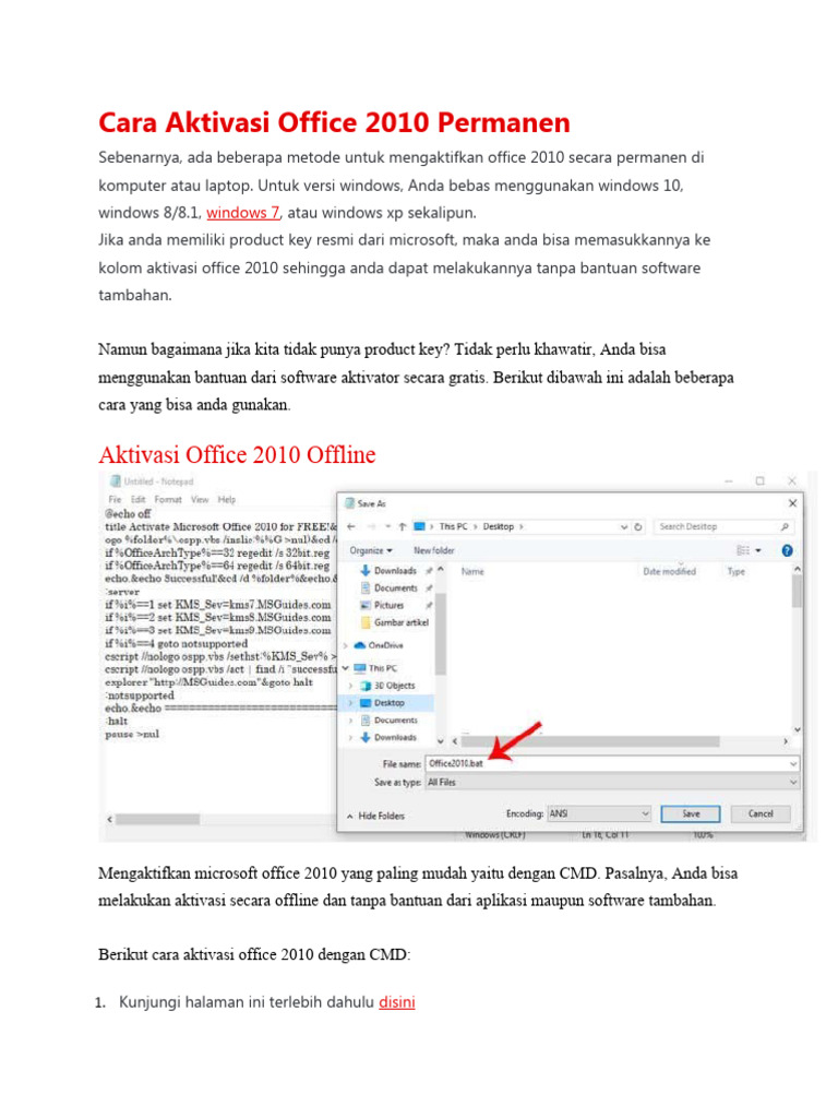 Cara Aktivasi Office 2010 Permanen | PDF