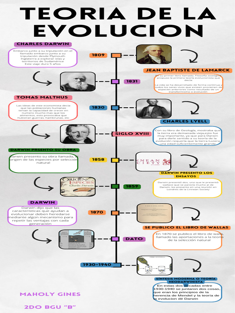 Infografia Línea Del Tiempo Historia Timeline Doodle Multicolor | PDF | Charles Darwin | Evolución