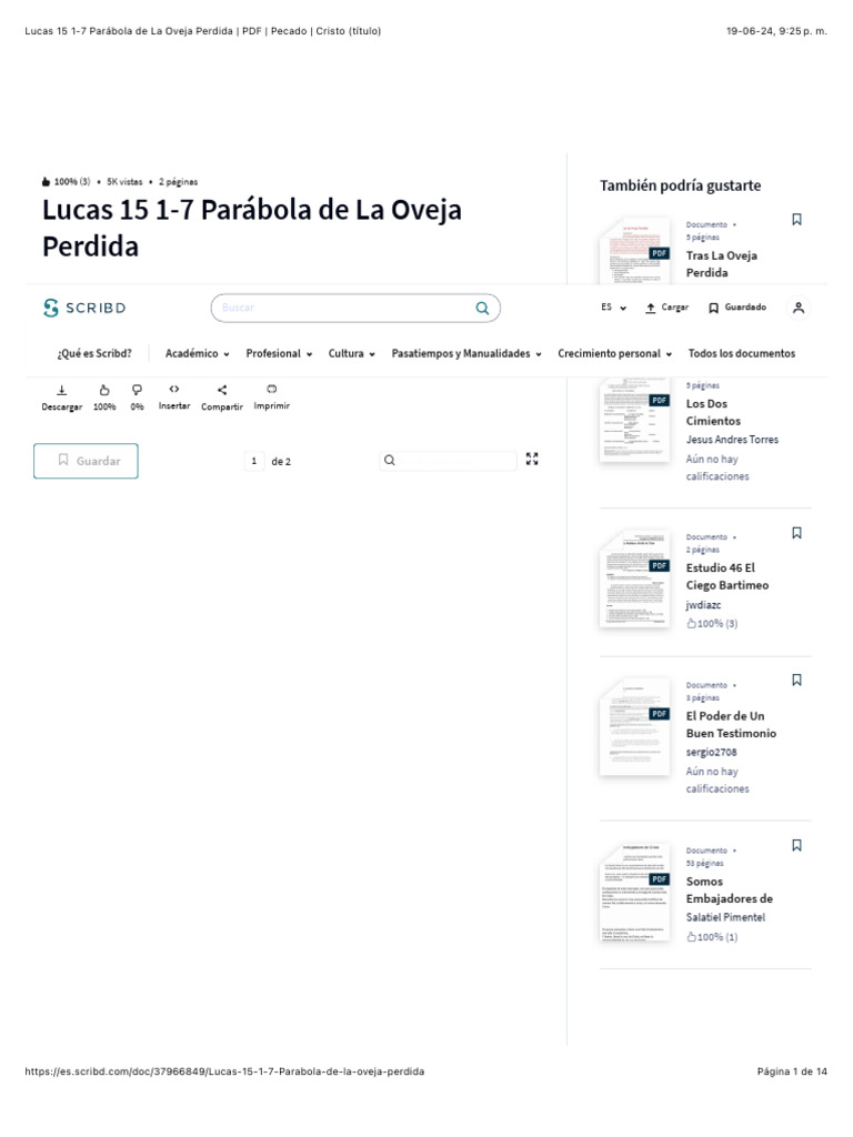 Lucas 15 1-7 Parábola de La Oveja Perdida | PDF | Pecado | Cristo (título) | PDF | Creencia ...