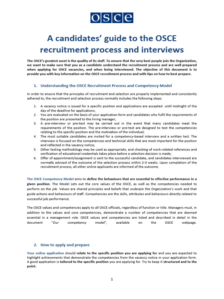 A Candidates' Guide To The OSCE Recruitment Process and Interviews ...
