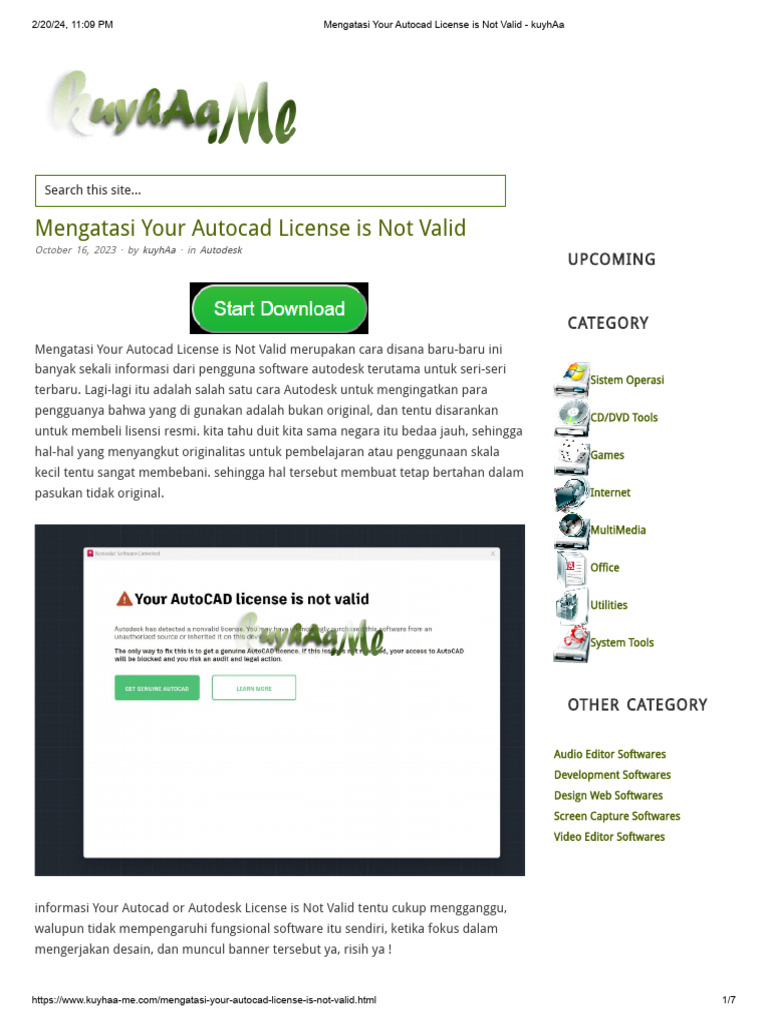 Mengatasi Your Autocad License Is Not Valid - Kuyhaa | PDF