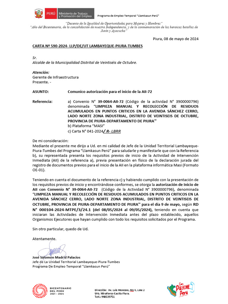 Solicitud de Inicio Carta 590 - Convenio 64 (F) | Descargar gratis PDF ...