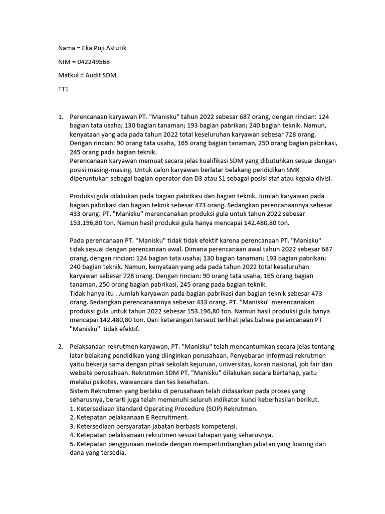 Eka Puji Astutik TT1 Audit SDM | PDF