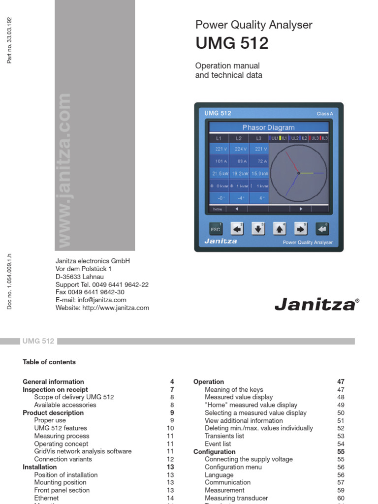 Janitza Manual UMG512 en | PDF | Mains Electricity | Electronics