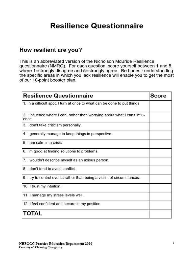 NMRQ and Scoring Key | PDF