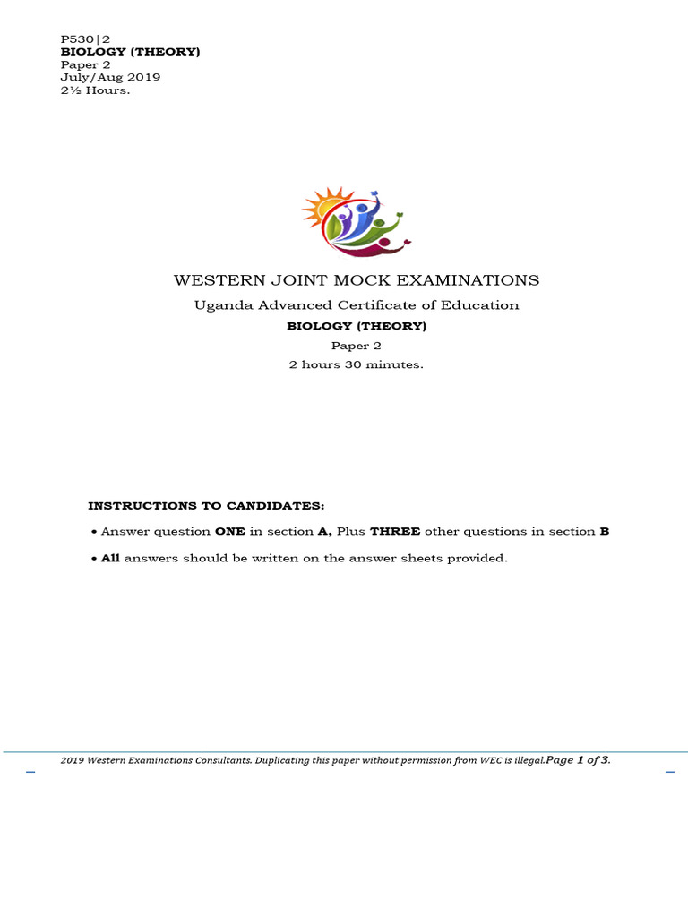 Biology Paper 2 Western Joint Mock Examinations | PDF | Glucose | Insulin