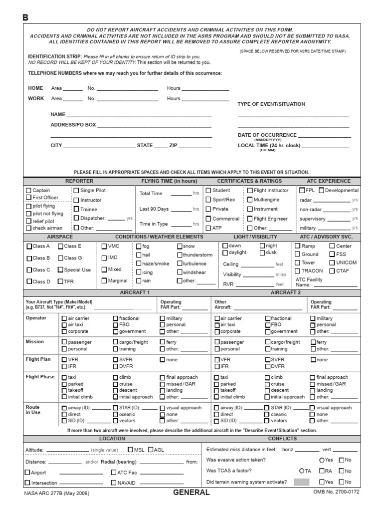 NTSB Accident Incident Form | PDF | Air Traffic Control | Instrument ...