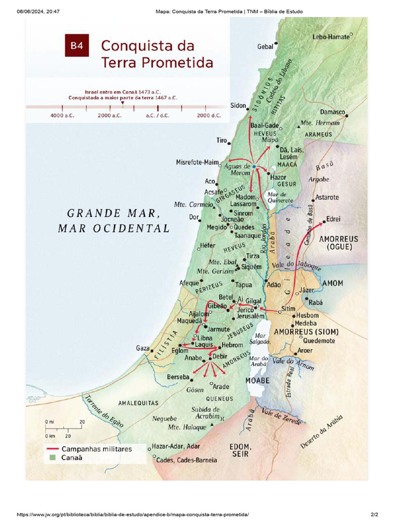 Mapa Conquista Da Terra Prometida - TNM - Bíblia de Estudo | PDF