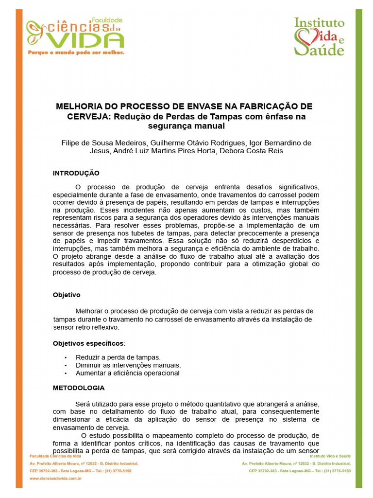 Atu Resumo Expandido PVI Completo | PDF | Cerveja | Engenharia