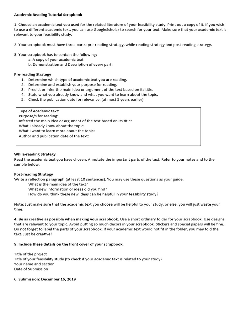 Academic Reading Tutorial Scrapbook | PDF | Human Communication ...