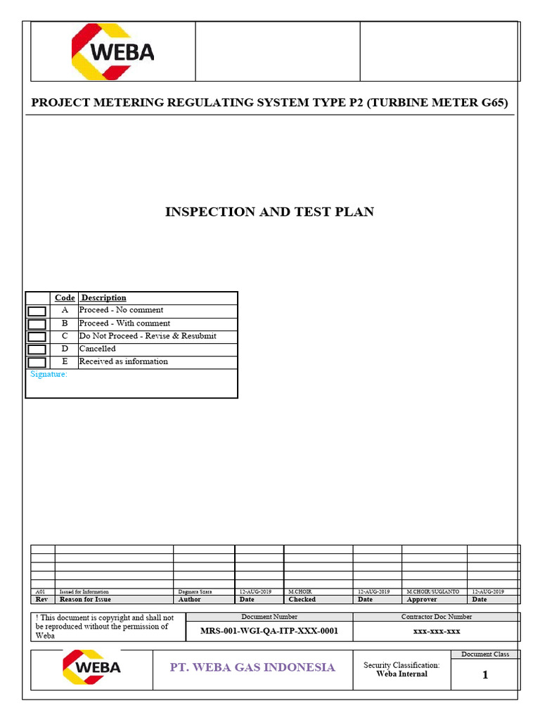 11.6 Metode Pelaksanaan General - Inspection and Test Plan | PDF ...