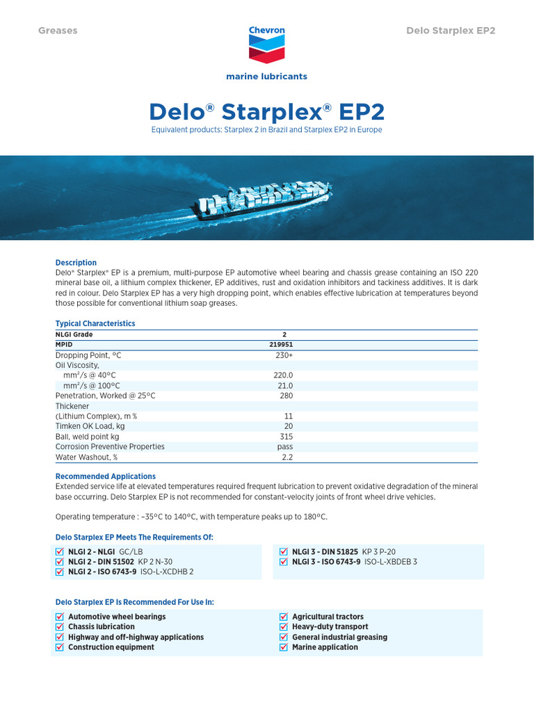 Chevron PDS Greases DeloStarplexEP2-EP3 v0920 | PDF | Technology ...