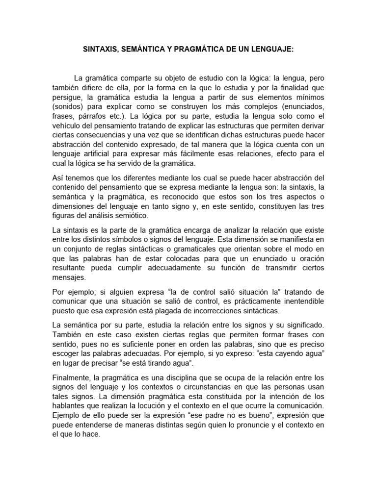 Dimensiones Del Lenguaje | PDF | Sintaxis | Gramática