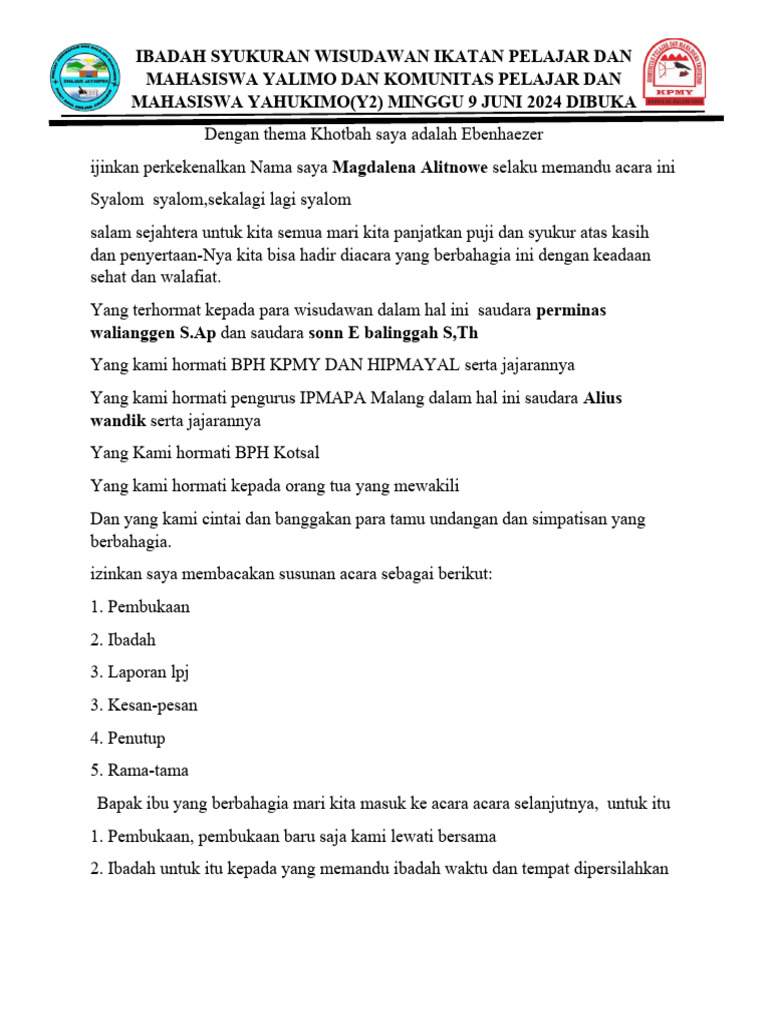 Susunan Acara Protokoler Wisudawan | PDF