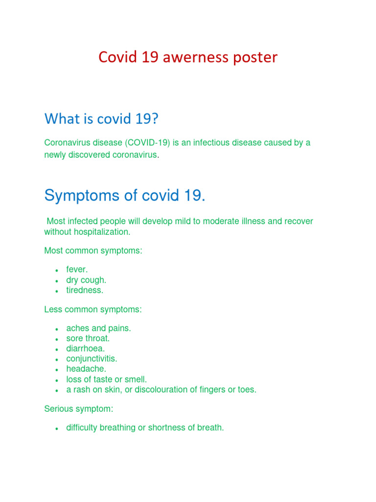 Covid 19 Awerness Poster | PDF