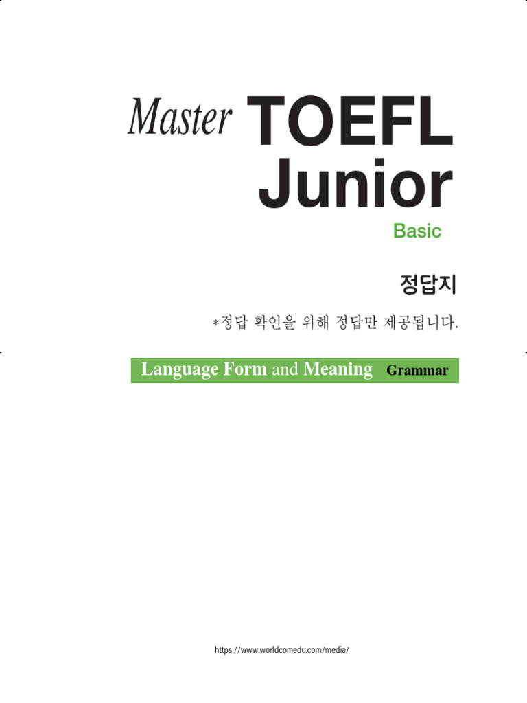 Master TOEFL Junior Basic LFM Answer Key | PDF