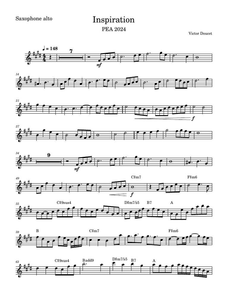 1 - Inspiration - Saxophone Alto | PDF | Saxophone | Woodwind Instruments