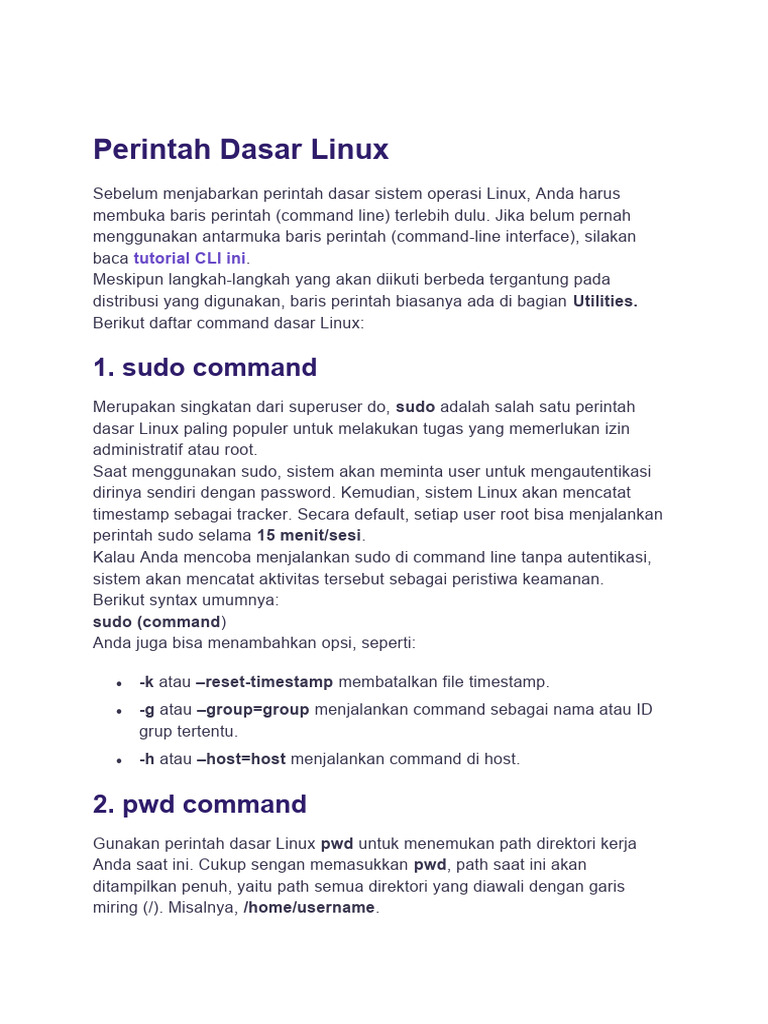 Perintah Dasar Linux | PDF | Komputer