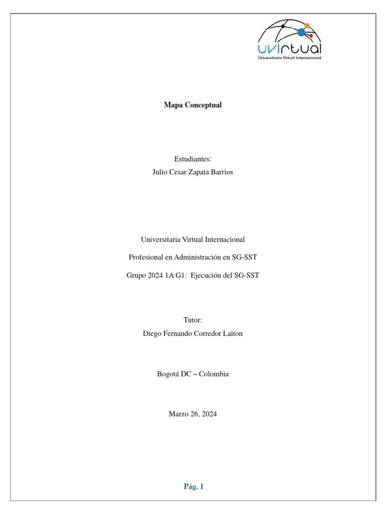 Elaboracion Del SGSST - UNIR MAPAA | PDF