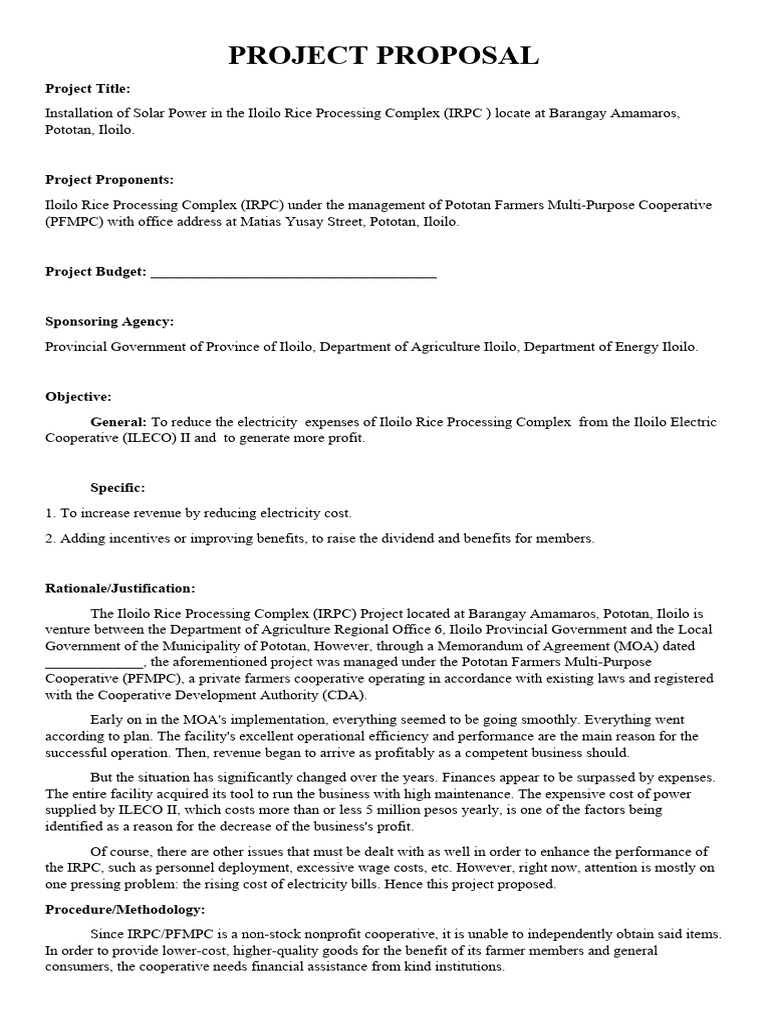 Project Proposal Solar System (IRPC) | PDF | Solar Power | Cooperative