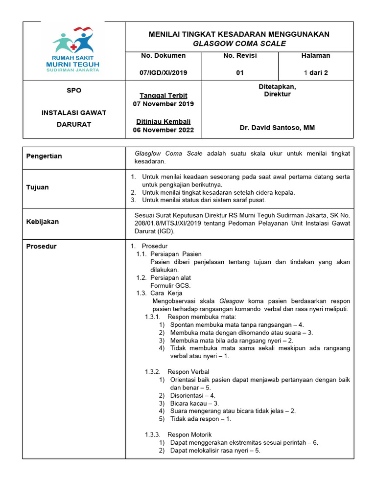 07 - Menilai Tingkat Kesadaran Dengan Menggunakan Glasgow Coma Scale | PDF