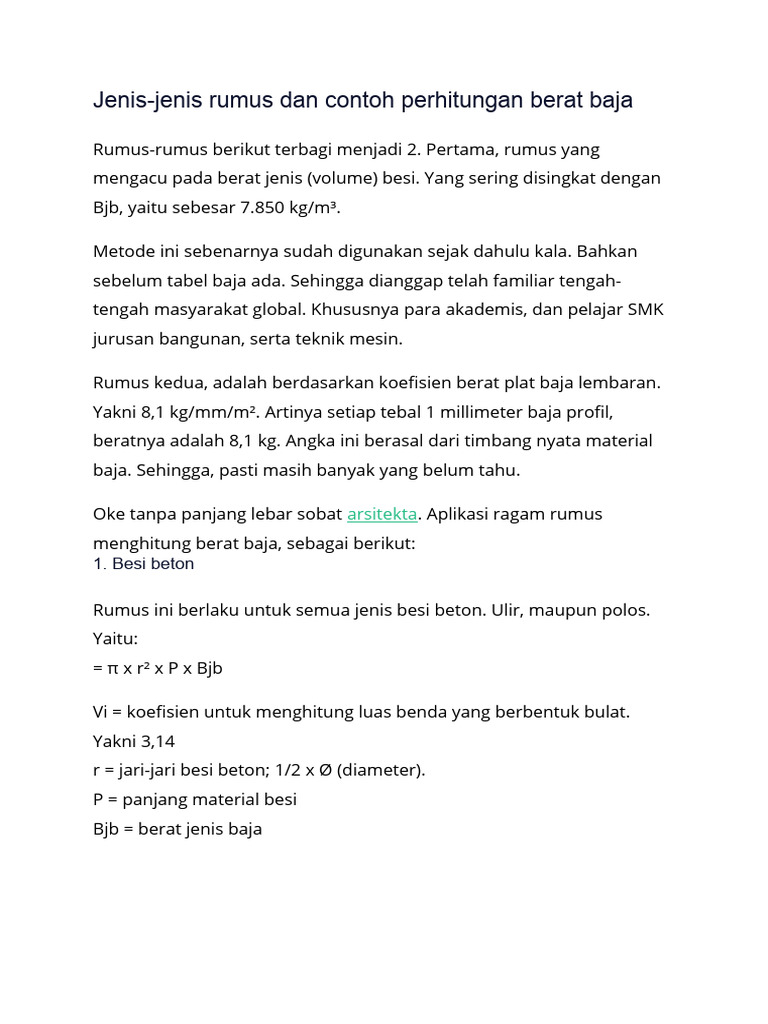 Contoh Hitungan Baja | PDF | Sains & Matematika