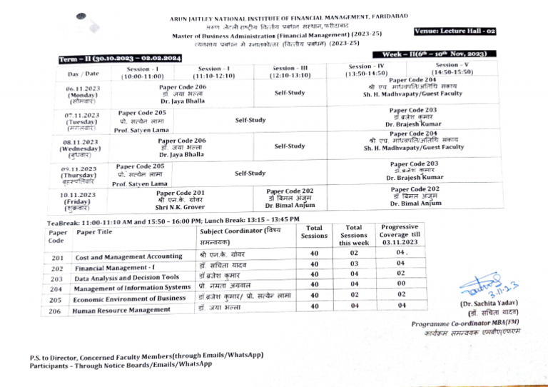 MBA Financial Management Schedule | PDF | Economies | Leadership