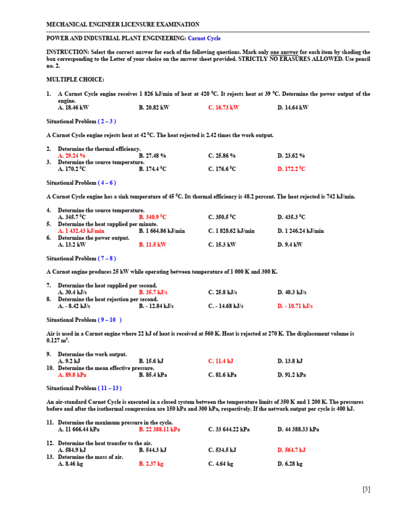Carnot Cycle Review Problems Download Free Pdf Energy Technology