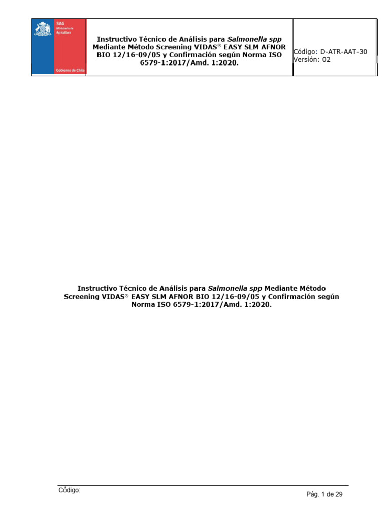 ITAnalisis para Salmonella SPP Mediante Metodo Screening VIDAS EASY SLM ...