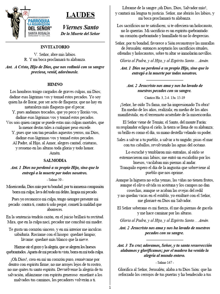 LAUDES Viernes Santo | PDF | Oración | Pecado