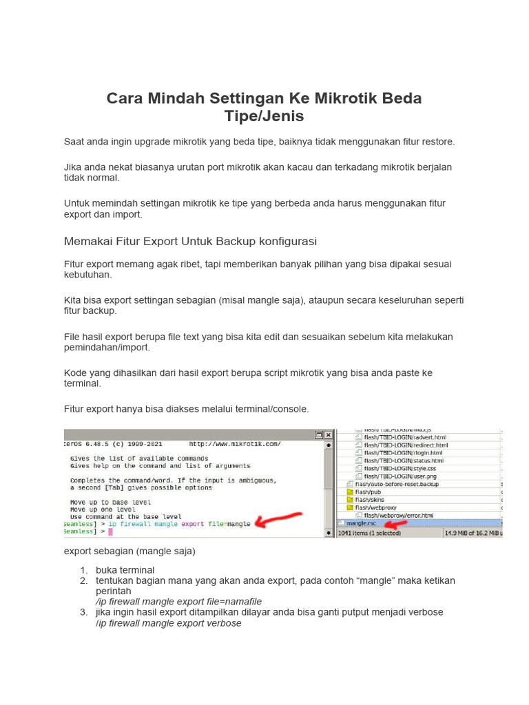 Cara Mindah Settingan Ke Mikrotik Beda Tipe | PDF | Bisnis | Teknologi & Rekayasa