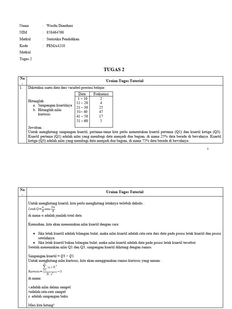 Tugas 2 Statistika Pendidikan | PDF
